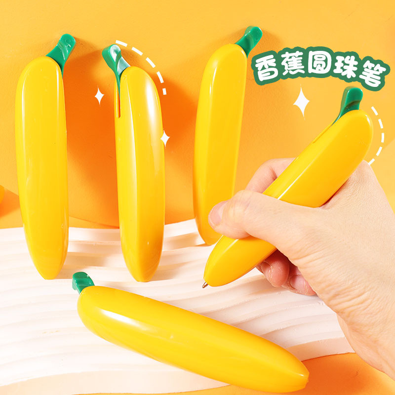 Banana Pen Cute Retractable Ballpoint Pen Creative Stationery Gift ...