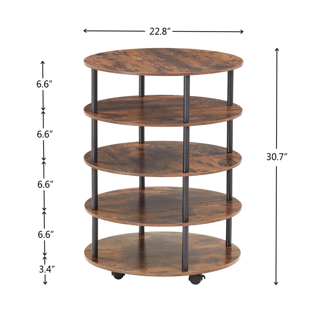Wooden Rotating Shoe Rack Tower,5-Tier Round Revolving Shoe Rack with ...