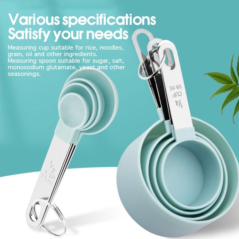 8PCS Stainless Steel Measuring Cups Baking Tools Measuring Set Kitchen ...