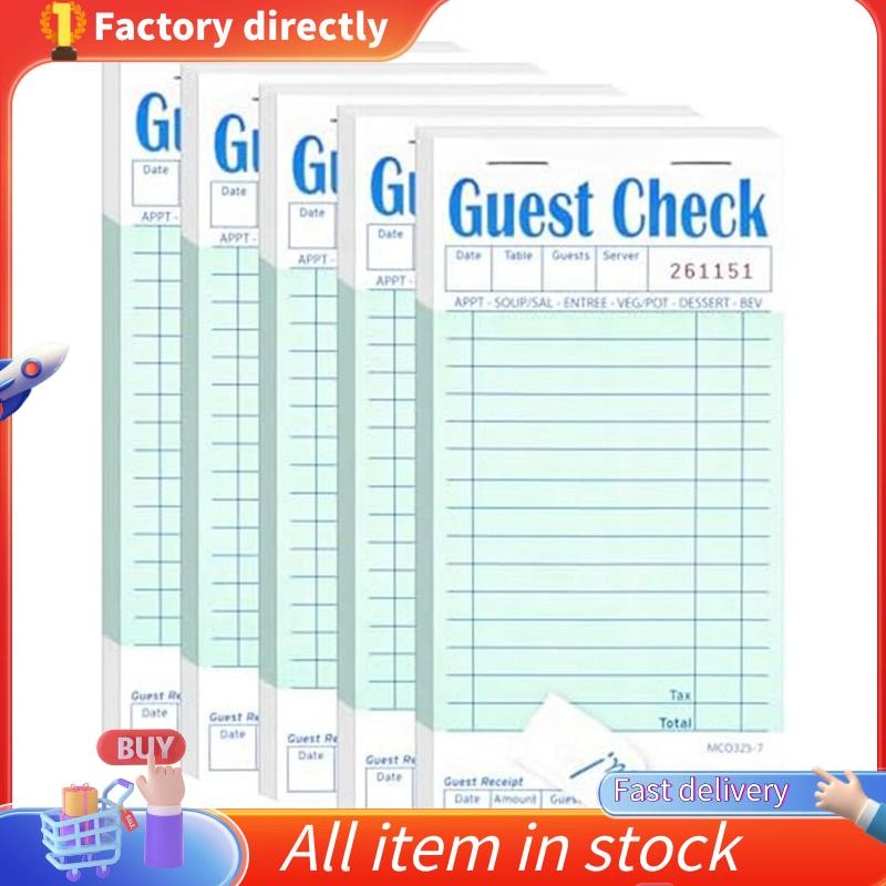In stock-5 Pack Guest Check Books Restaurant Order Pad 50 Sheets/Pack ...