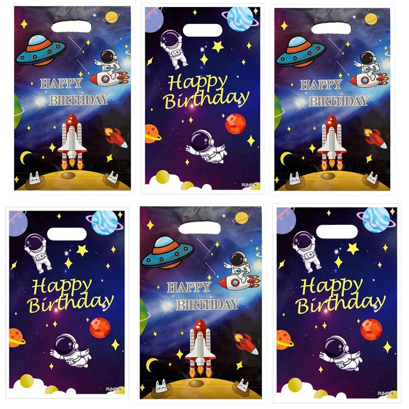 10/30Pcs Space Astronaut Gift Bag Spacecraft Birthday Plastic Handbag ...