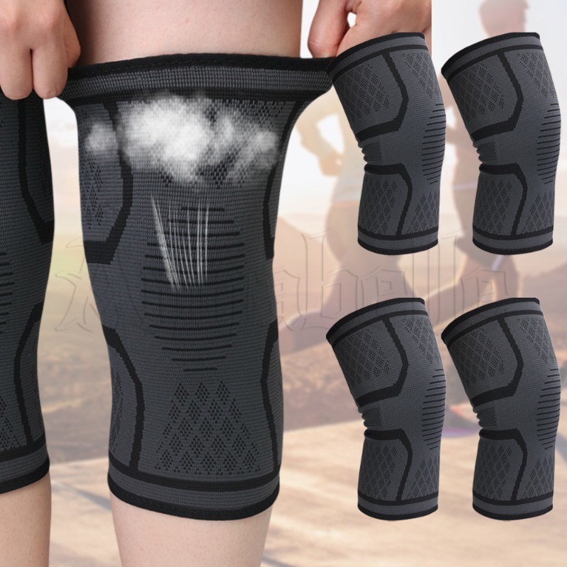 Black Exercise Kneepads - Fitness Brace Gear - Breathable Knee Wrap ...