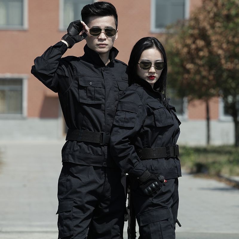 Black Security Combat Training Uniform Suit Men Outdoor Camouflage ...