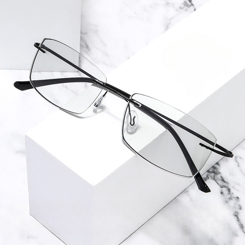 [-0°~-400°] Borderless ultra-light color-changing myopia glasses for ...