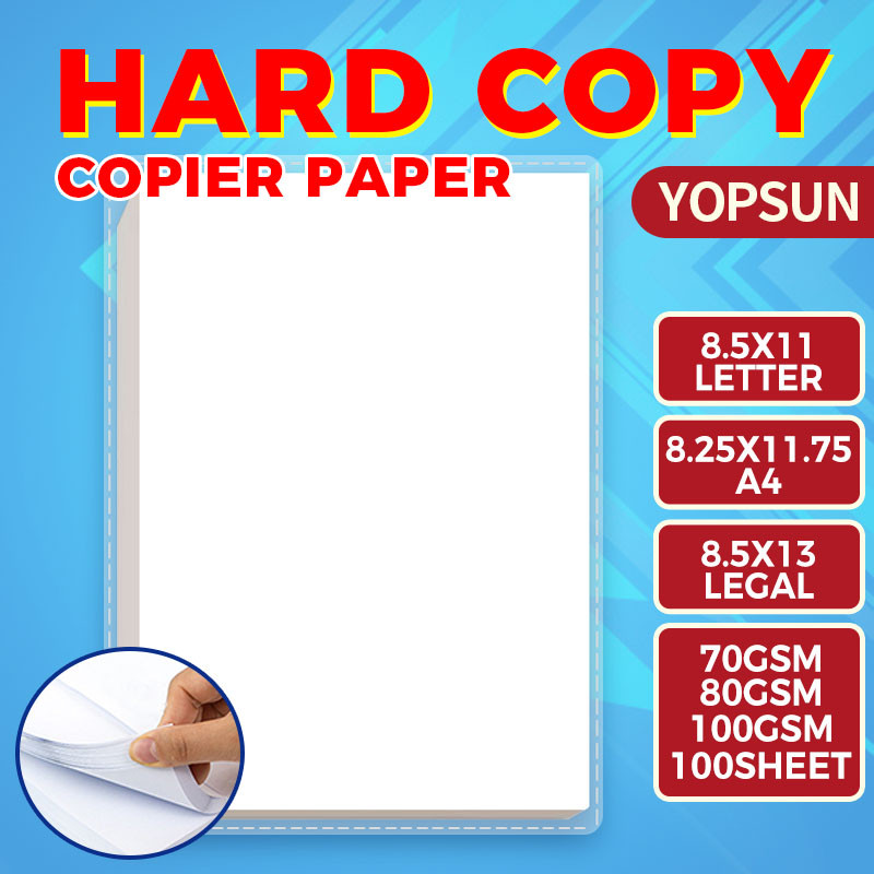 100Pcs Hard Copy Bond Paper Short / A4 / Long High Quality 70gsm ...