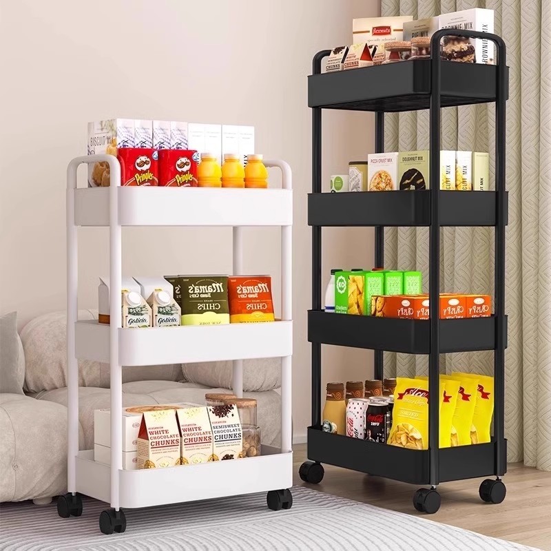 Trolley Cart Organizer 3/4/5 Tier Moving Rack Kitchen Storage Rack ...