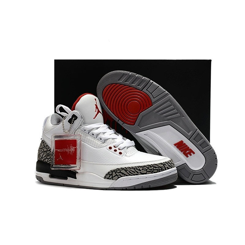 2018 Jordans 3 (III) Retro JTH NRG White Gray Red Red OJNI | Shopee ...
