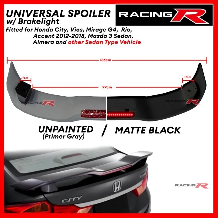 Modulo Style Spoiler [ Black / Unpainted ] for Honda City, Vios, 2014 ...