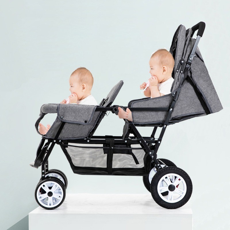 liuncy Twin Baby Stroller Front and Rear Sitting Two-Child Double ...