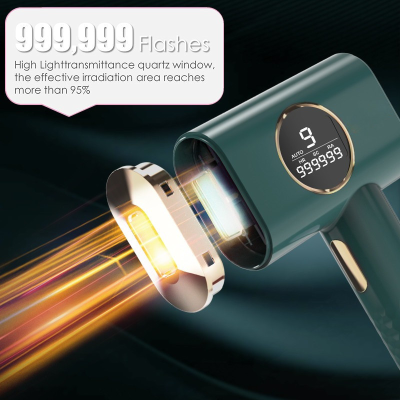 IPL Epilator 9G 999K Flashes - 9 Levels Auto/Manual, 300g Portable Hair ...