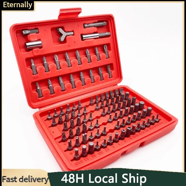 ETE 100-Piece Screwdriver Bit Set, Steel Security Torx Bit Set With Bit ...