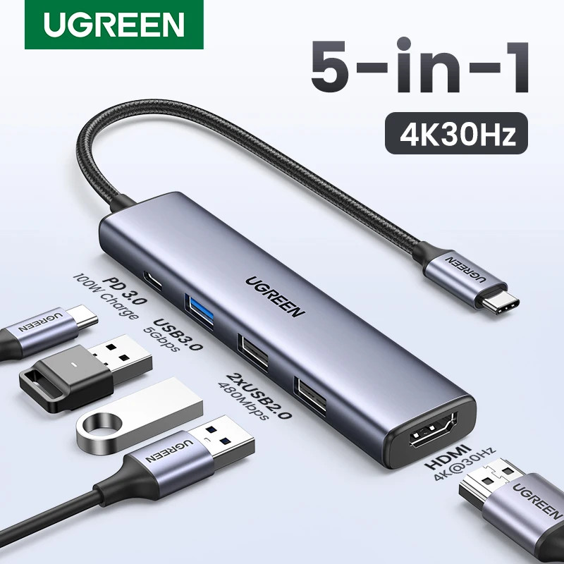 UGREEN Usb C Hub 4K HDMI 5 in 1 Usb Hub 100W USbC Multifunction Adapter ...