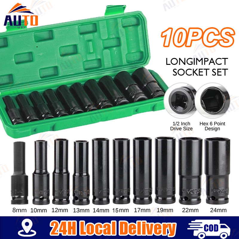 Impact Wrench Socket 10Pcs/set 1/2'' Electric Power Tool Hex Socket Set ...