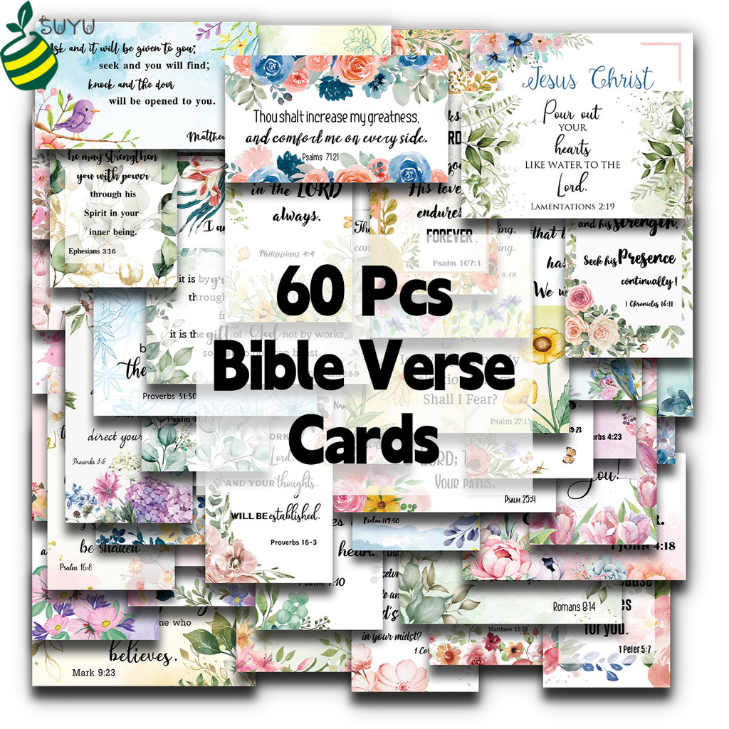 60Pcs Bible Scripture Cards Inspirational Quote Cards Christian Gifts ...