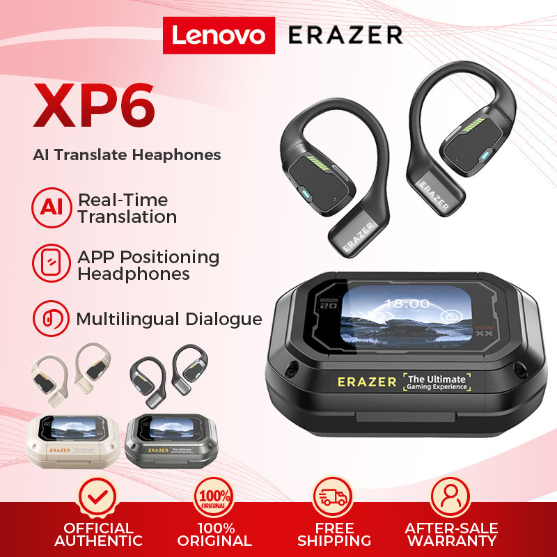 Lenovo ERAZER XP6 Al Smart Real-Time Translation Wireless Earphones Bluetooth 5.4 With LED Touch ...