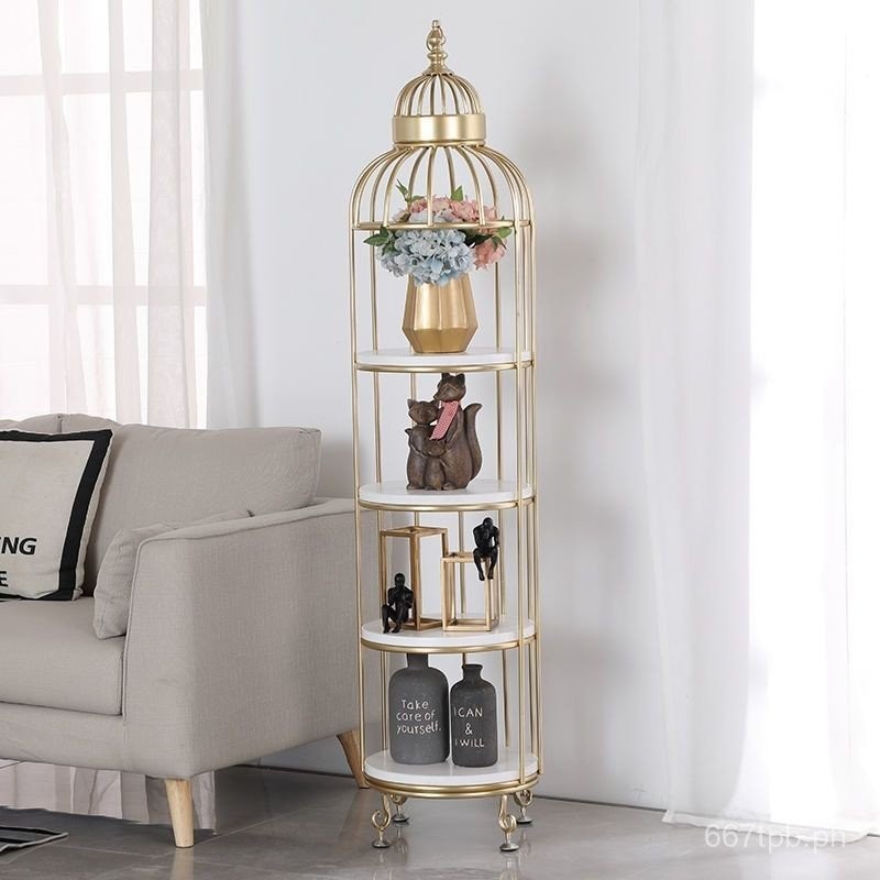 Nordic Iron Multi-Layer Floor Bird Cage Shelf Bookshelf Living Room ...