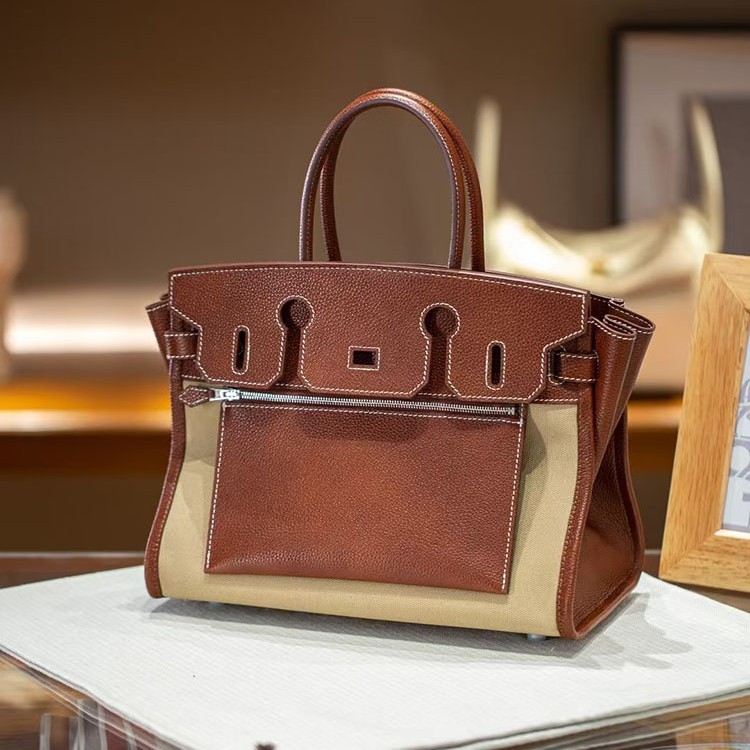 [High Ding] 2025 New Style Fubao Leather Fashion All-Match Contrast ...