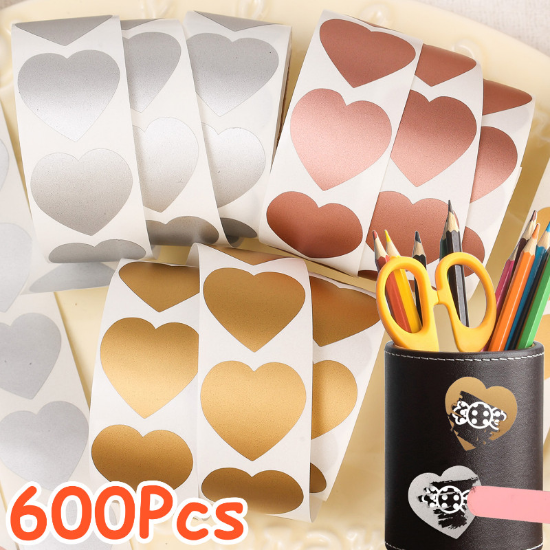 600Pcs Scratch Off Labels Stickers - Heart Shape Self Adhesive Scratch ...