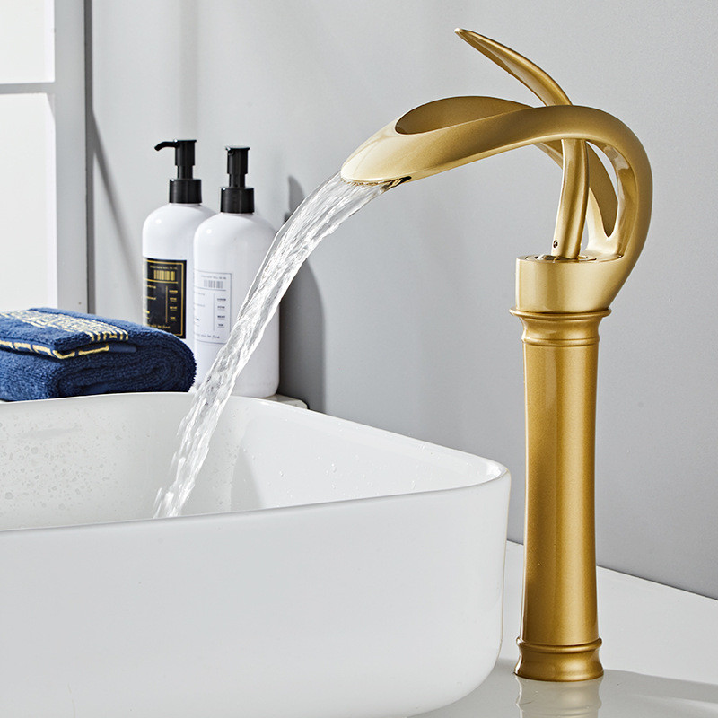 Heightened Creative Single-Hole Waterfall Table Basin Faucet Hot and ...
