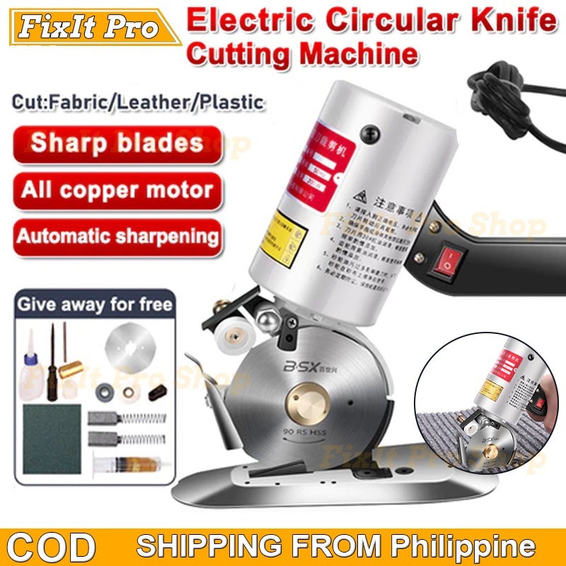 Electric Cloth Cutter 90mm Portable Round Knife Hand-Held Cutting ...