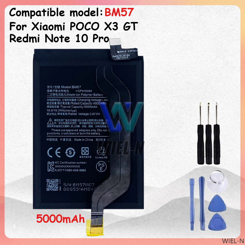 BM57 for Xiaomi POCO X3 GT Redmi Note 10 Pro 5000mAh Battery + Tools ...