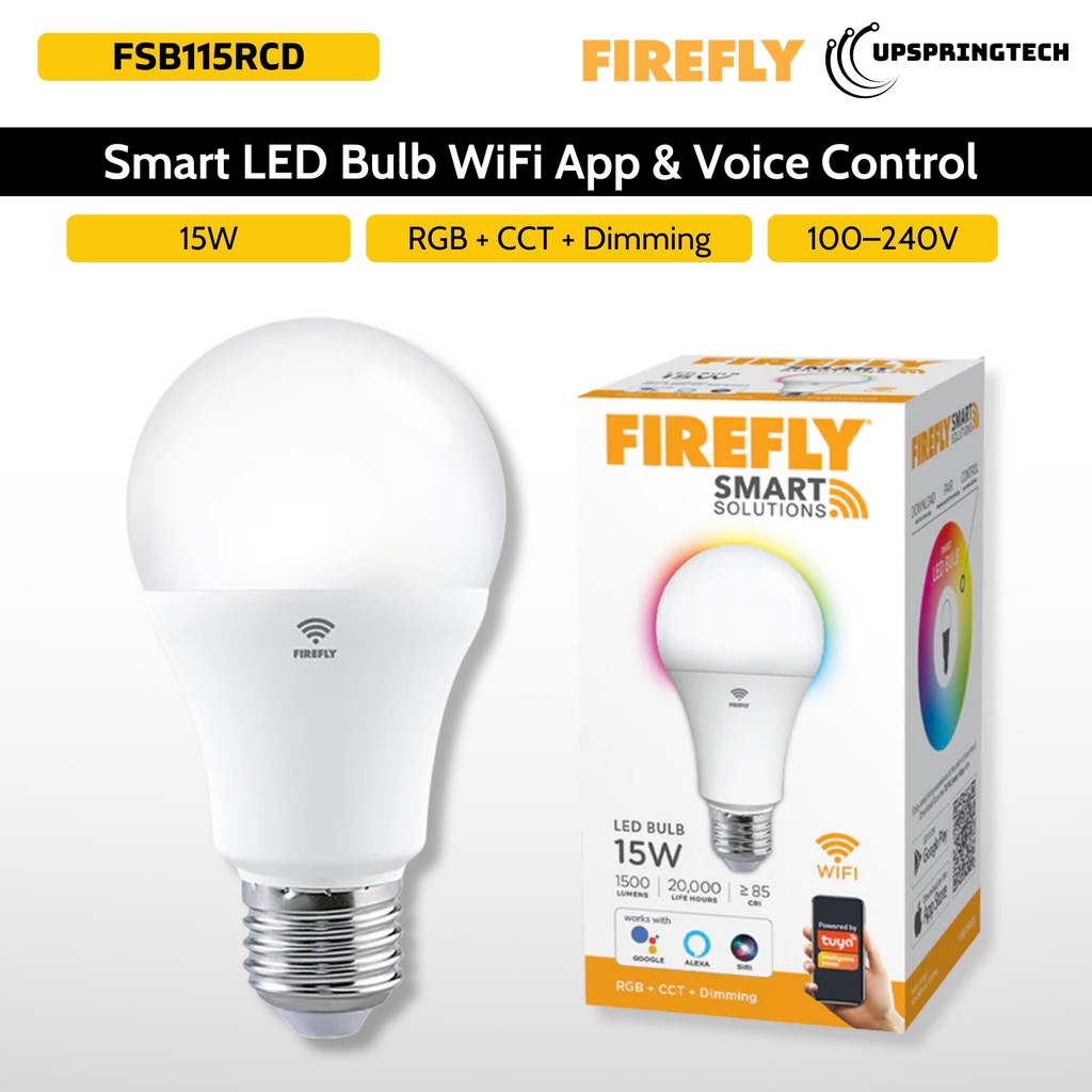 FIREFLY Smart LED Bulb 15W RGB + CCT + Dimming | WiFi App & Voice ...