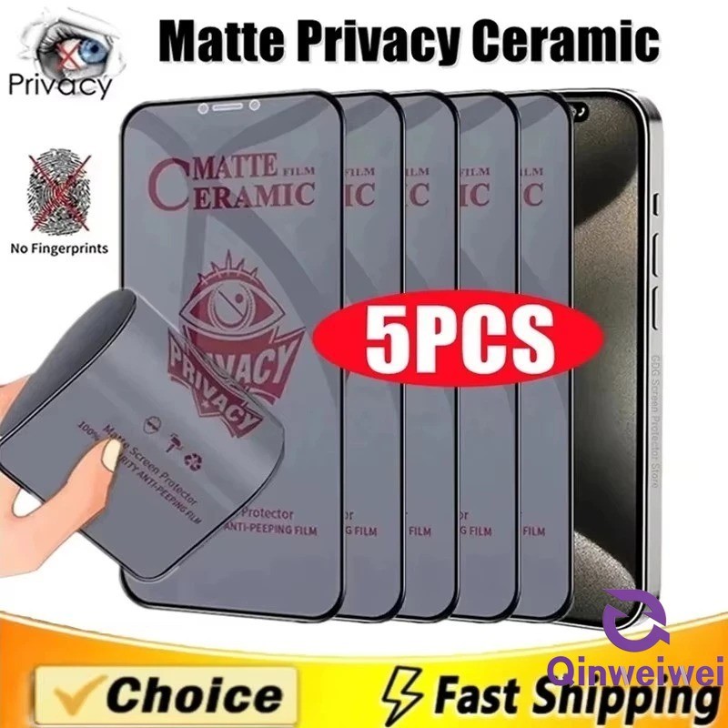 5-1Pcs Ceramic Matte Anti Peeping Tempered Glass For Xiaomi Redmi Note ...