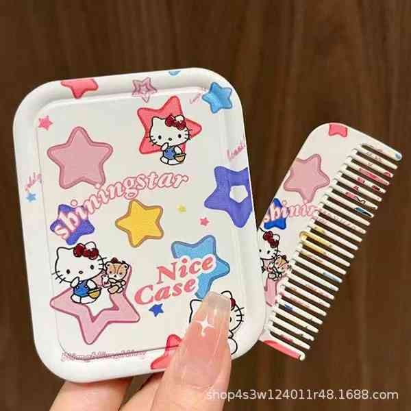 comb hair mini mirror comb with mirror aesthetic HelloKitty new makeup ...