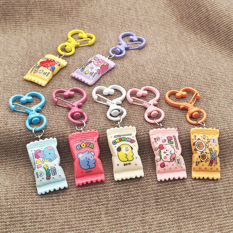 Kpop Idol Bangtan Boys Candy Keyring Cute Cartoon Resin Keychains ...