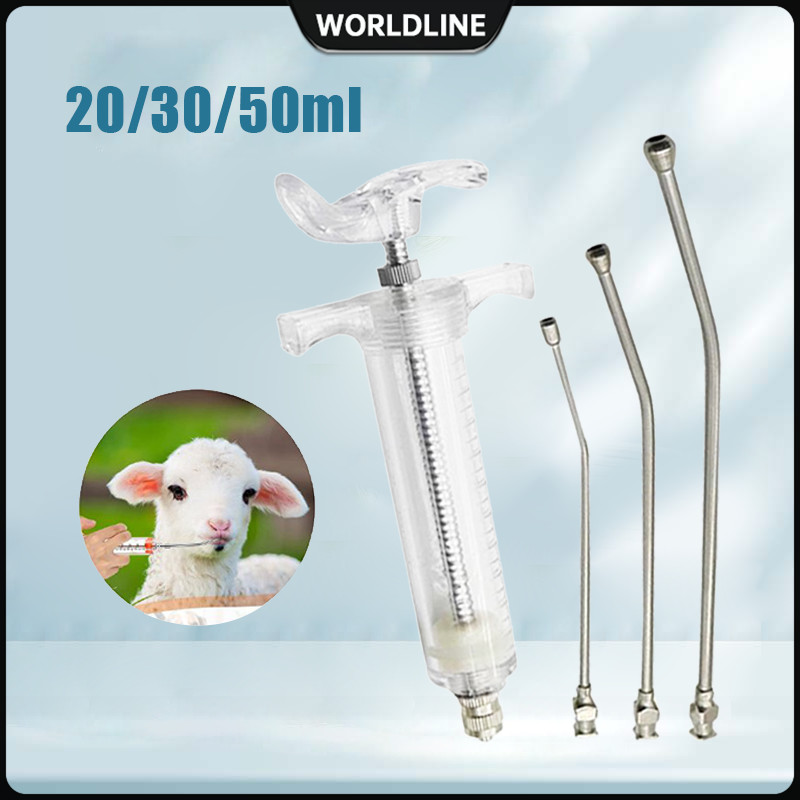 COD 20/30/50ml Heavy Duty Syringe Stainless Steel Oral Drencher Nozzle ...