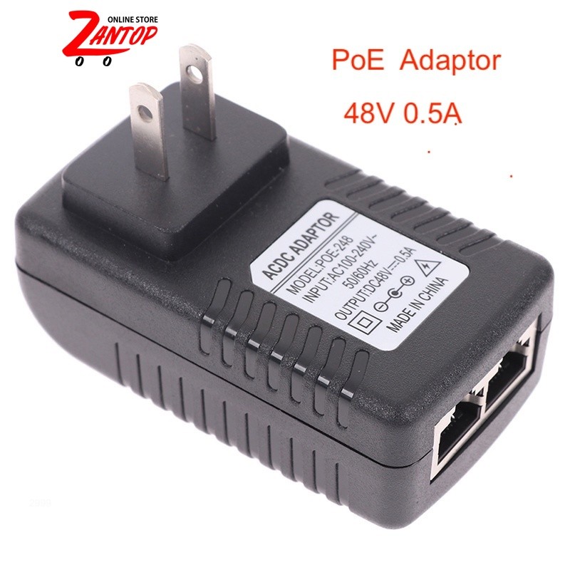 PoE Power Adaptor 48V 0.5A Power Supply Power Over Ethernet AC Adapter ...