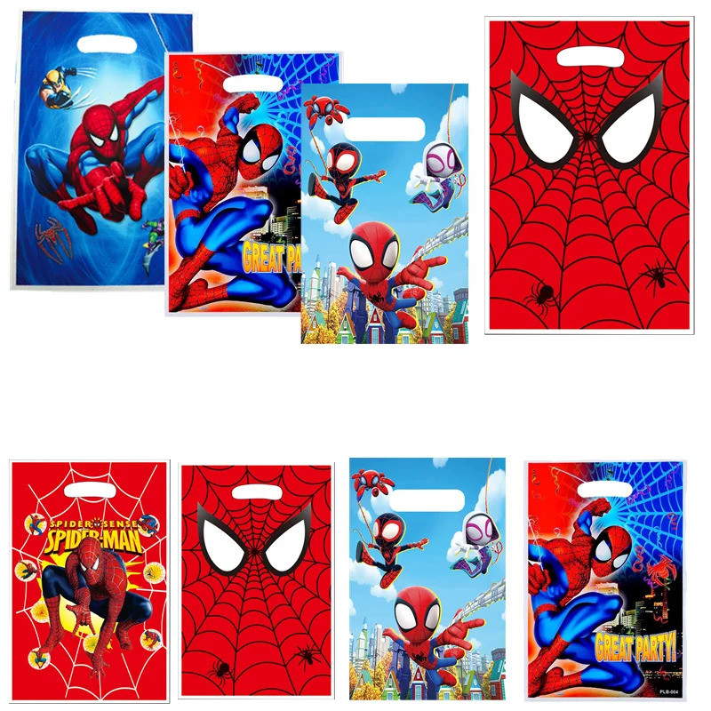 10-30pcs Spiderman Birthday Party Gift Bags Spider Theme Plastic Candy ...