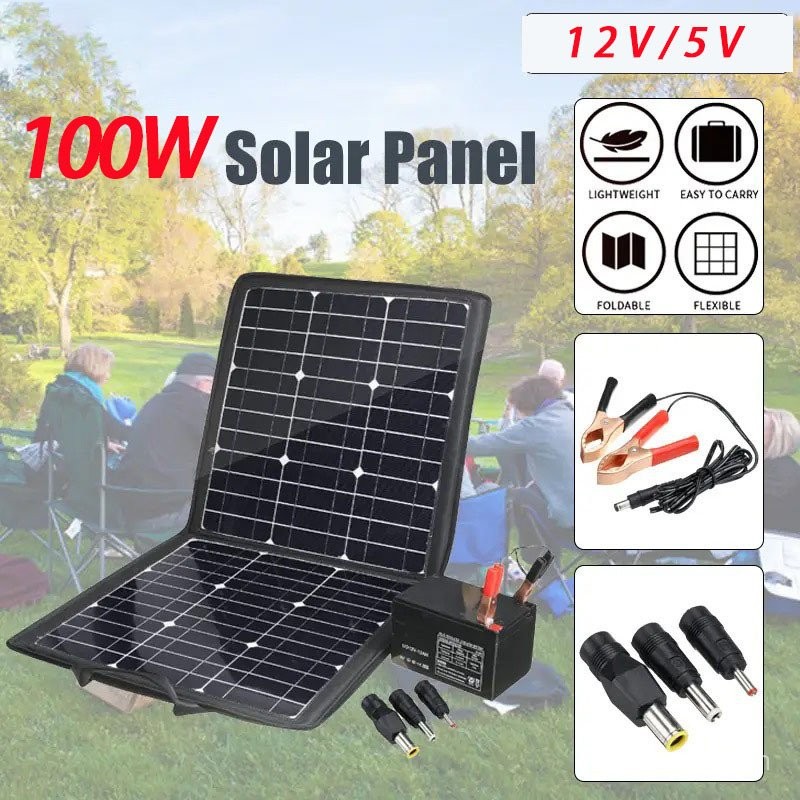 100W Single Crystal Solar Energy2Folding Bag Portable Outdoor Power ...