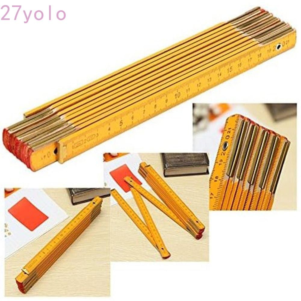 YOLO 1M 2M Folding Wooden Ruler, Double Sided Scale DIY Craft Inch ...