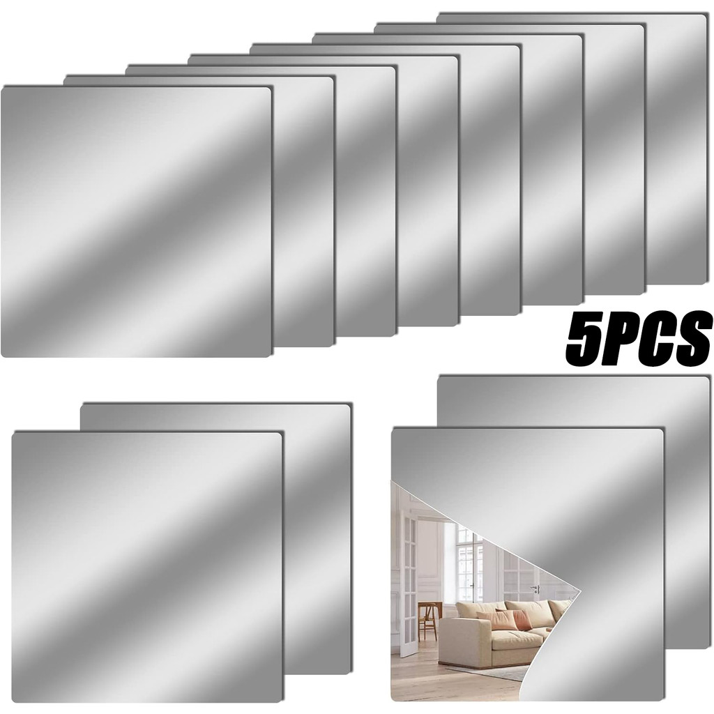 1/3/5Pcs 3d Square Mirror Wall Sticker/Self Adhesive Acrylic Reflective ...