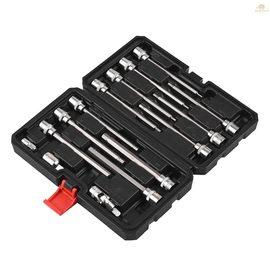 15PCS 3/8” Drive Metric Extra Long Allen Hex Bit Socket Set | 12 Pieces ...