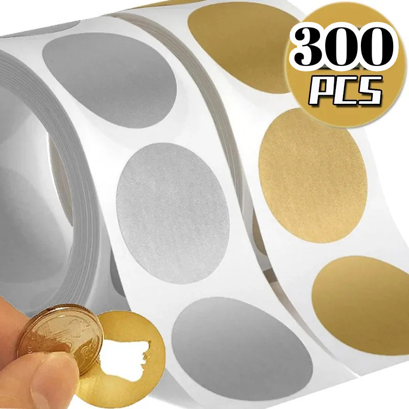 1 Roll Round Scratch Off Stickers - DIY Self Adhesive Labels - Postcard ...