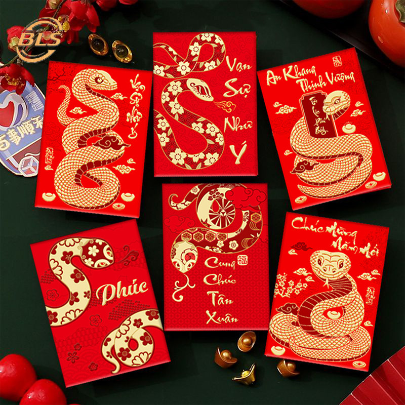 12 Pcs/ Set 2025 Chinese New Year Zodiac Snake Red Envelope - Spring ...