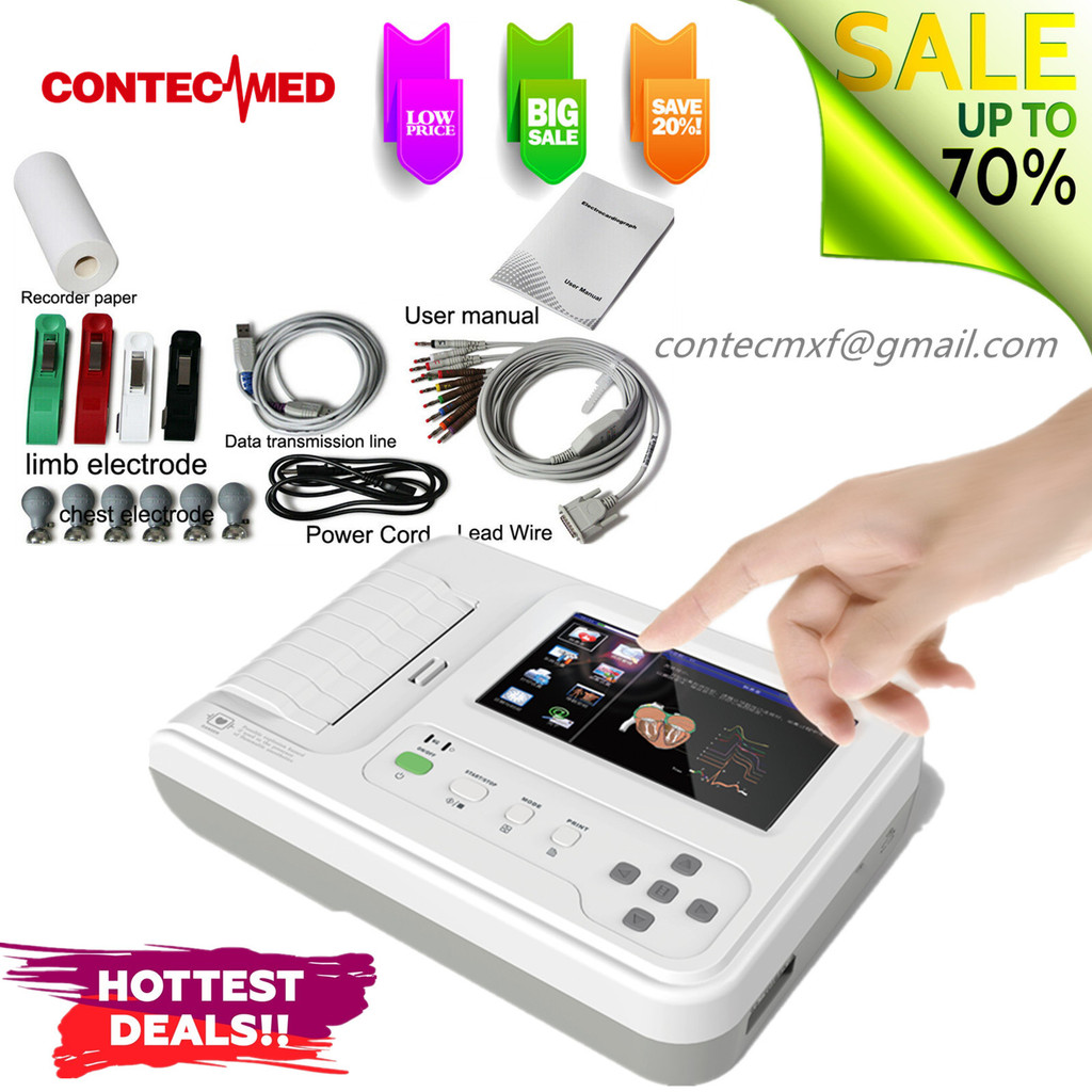 GG+CONTECMED Portable ECG Machine 12 Leads Touch Screen EKG Monitor 6 ...