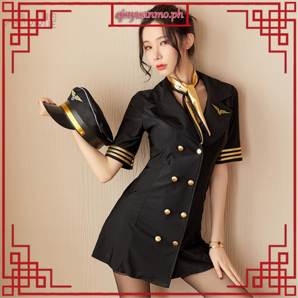 Stewardess Uniform Cosplay Women Flight Attendant Costume Roleplay ...