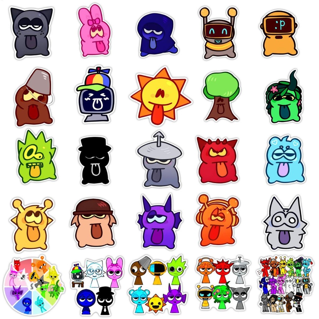 52 pieces Sprunki Stickers Sprunki Incredibox Wenda Gray Oren Raddy ...