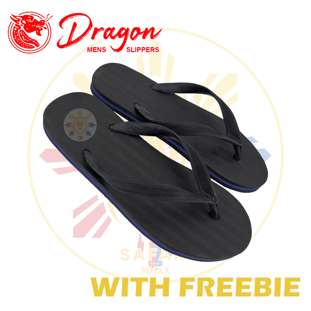 Dragon Slippers Men's D28 (Black / Blue) | Rubber Flip Flops ...