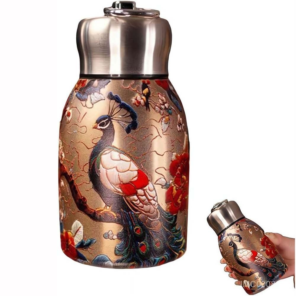 Peacock Floral Tea Pot, Stainless Steel Thermal Coffee Thermo, Vintage ...