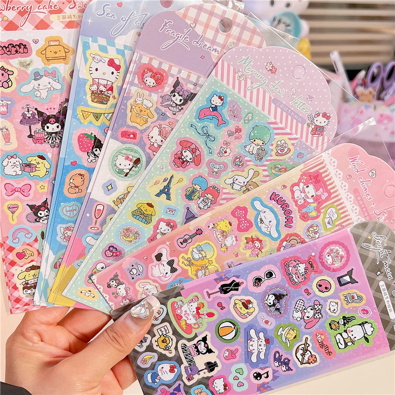 Sanrio Sticker Glitter Cartoon Stickers DIY Scrapbook Decoration ...