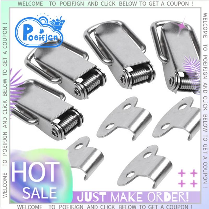 Cabinet Silver Tone Spring Loaded Toggle Switch Latch Hasp 4 pcs ...