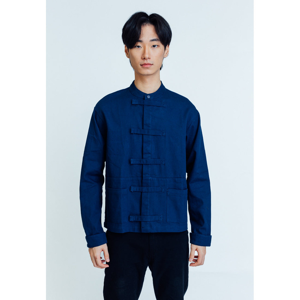Mossimo Gekko Navy Blue Oversized Chinese Jacket | Shopee Philippines
