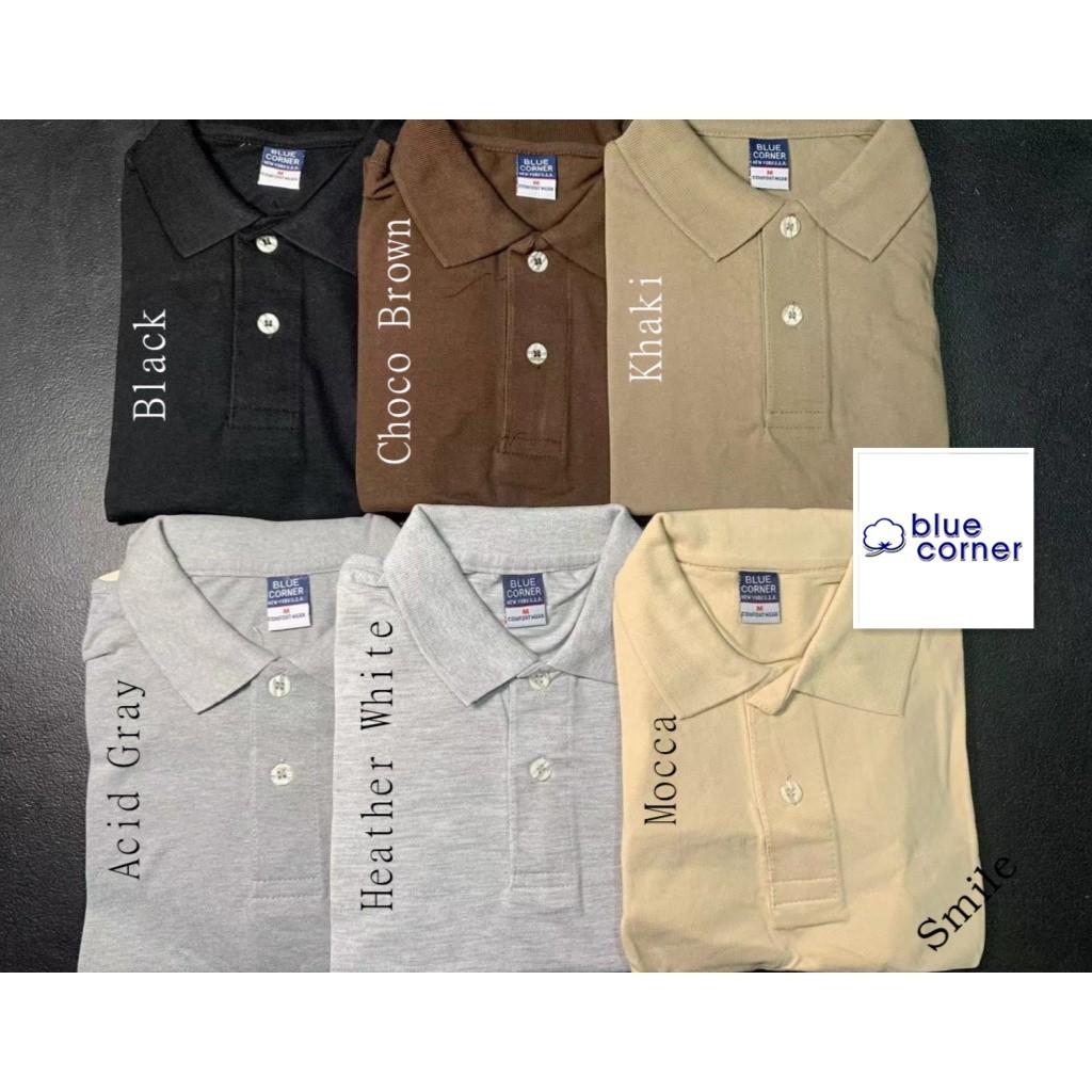 Blue Corner Men's Polo Shirt Plain Colored Comfort Wear with Collar ...