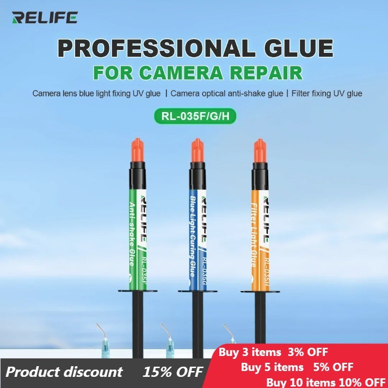 RELIFE RL-035F/G/H 5ML Anti-shake Glue/Blue Light Curing Glue/Filter ...
