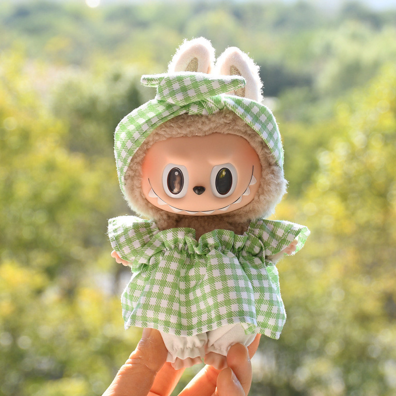 17cm labubu Pendant labubu clothes Replacement Headband Style Plaid ...