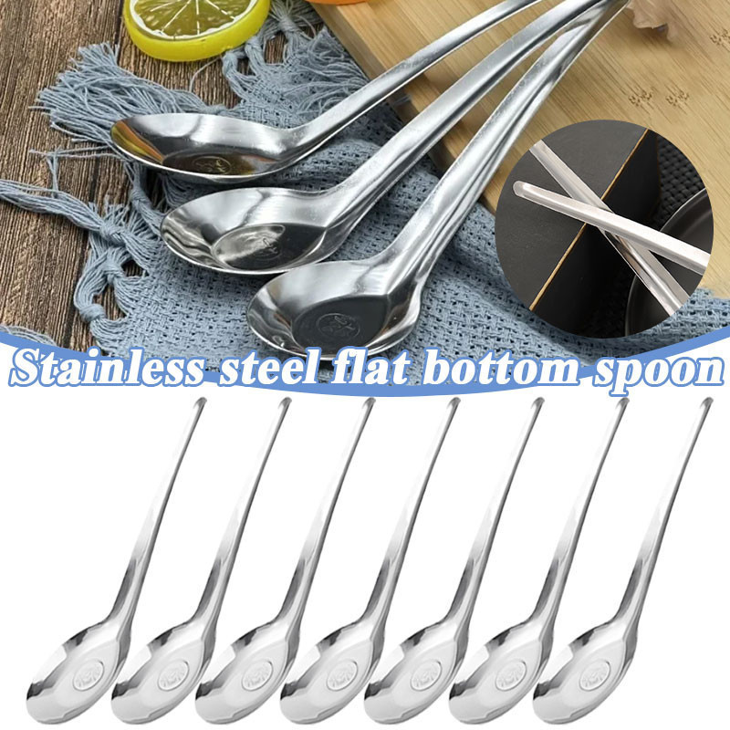 Multi-size Stainless Steel Flat Bottom Spoon / Polished Chinese Soup ...